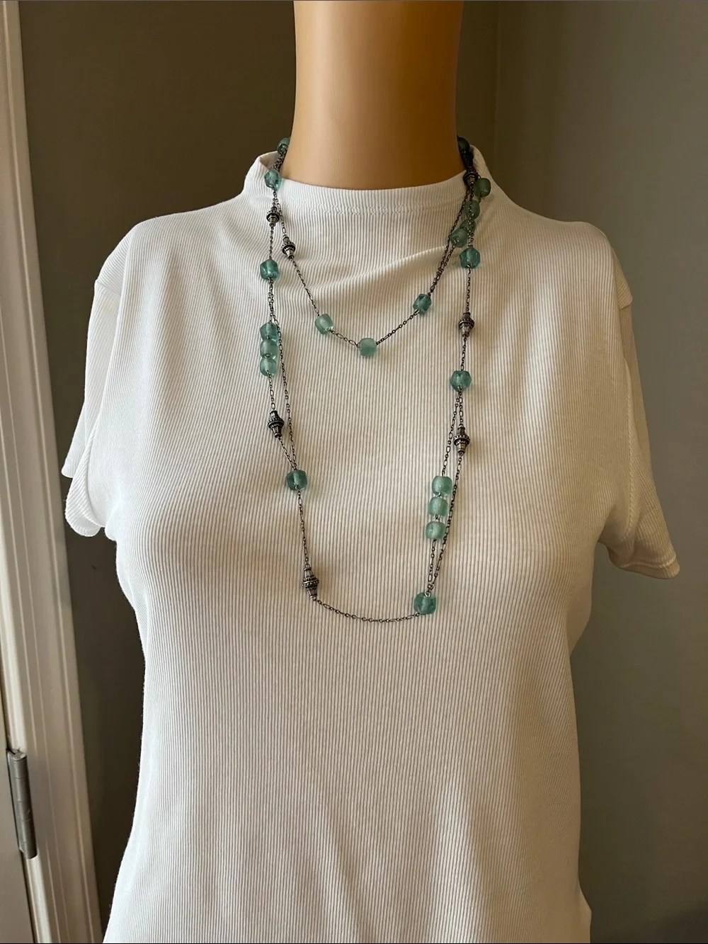 Jewelry | Long Aqua Bead Station Necklace Earrings | Poshmark